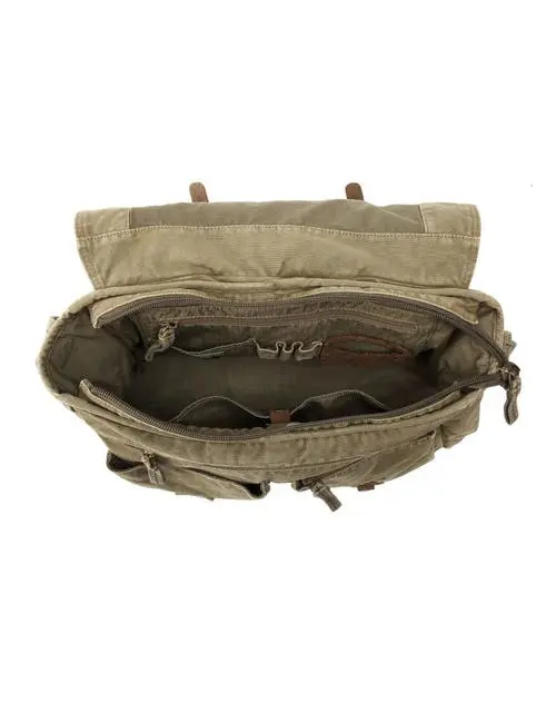TSD BRAND Coastal Canvas Flap Messenger Bag - Olive