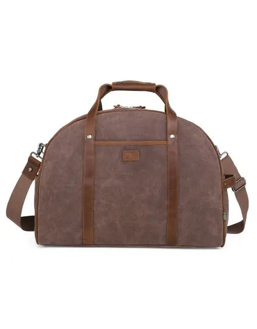 TSD BRAND Stone Creek Waxed Canvas Travel Bag - Brown