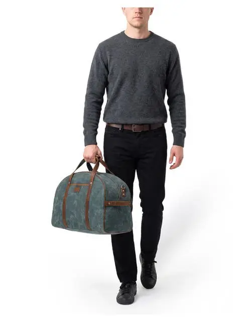 TSD BRAND Stone Creek Waxed Canvas Travel Bag - Teal