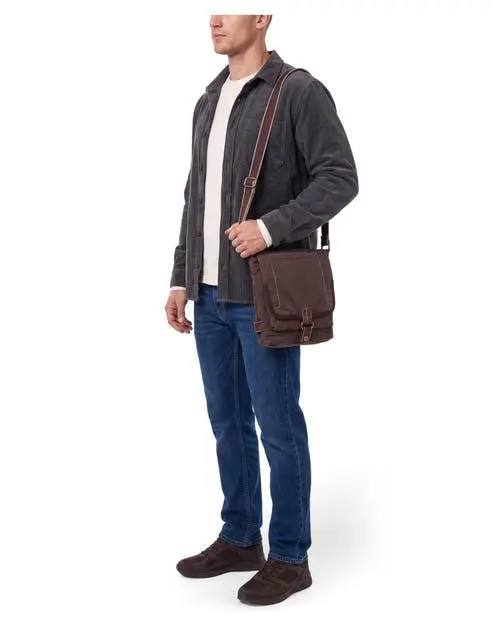 TSD BRAND Atona Canvas Flap Crossbody Bag - Brown