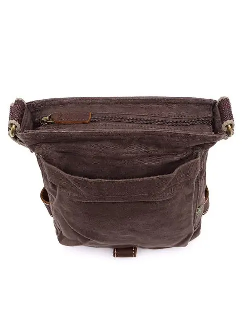 TSD BRAND Atona Canvas Flap Crossbody Bag - Brown