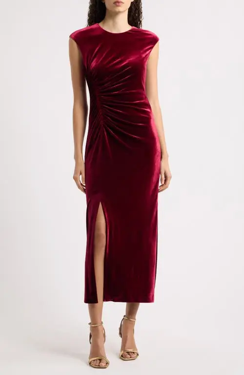 Vince Camuto Velvet Sleeveless Bodycon Midi Dress - Red