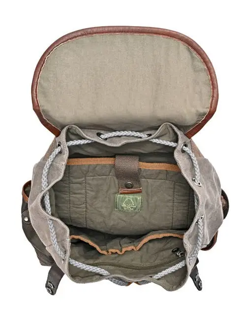 TSD BRAND Tapa Two Tone Canvas Drawstring Backpack