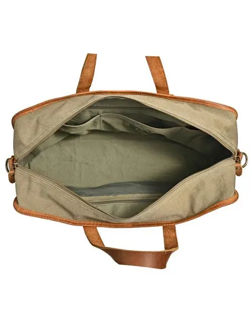TSD BRAND Valley Oak Waxed Canvas Convertible Duffle Bag - Olive