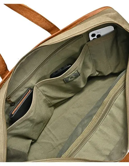 TSD BRAND Valley Oak Waxed Canvas Convertible Duffle Bag - Olive