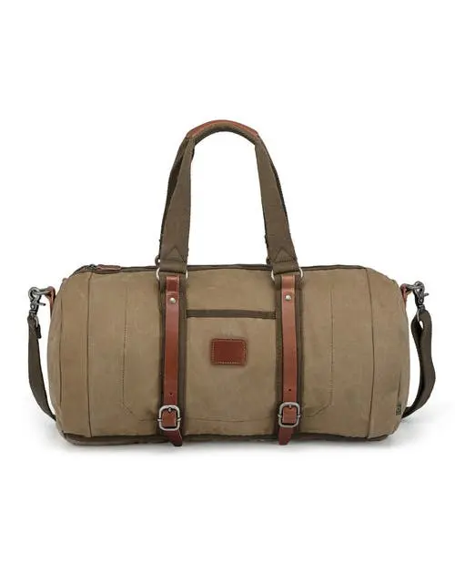 TSD BRAND Forest Canvas Pocket Duffle Bag - Olive