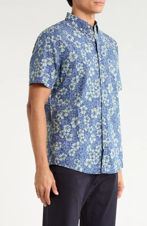 Reyn Spooner Biscus Bounty Short Sleeve Button-down Shirt - Blue
