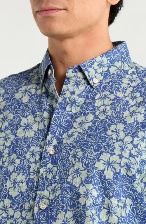 Reyn Spooner Biscus Bounty Short Sleeve Button-down Shirt - Blue