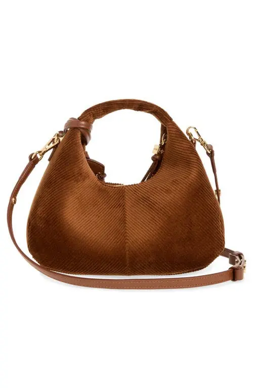GANNI Mini Corduroy Hobo Bag - Tortoise Shell