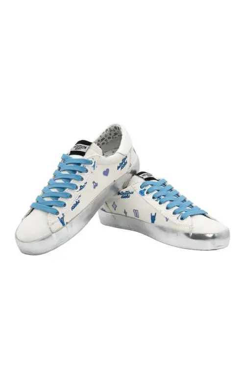 INTUITION KICKS Fiducia Italian Denim Canvas Evil Eye Sneaker - Blue