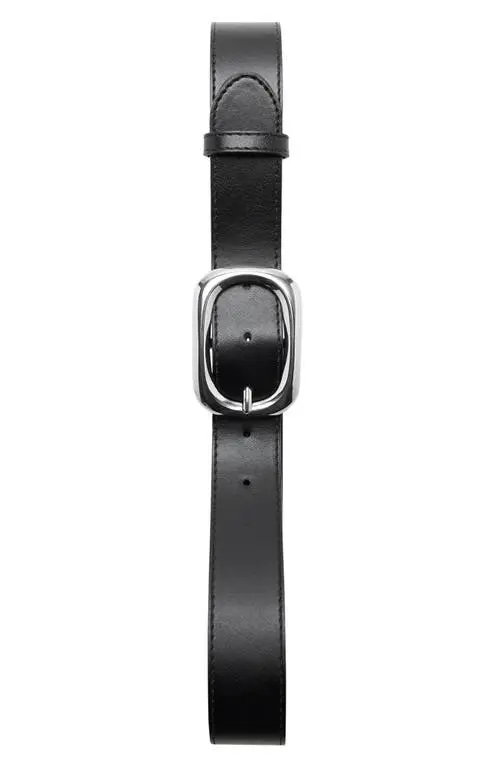 Mango Oval Buckle Faux Leather Belt - Onyx