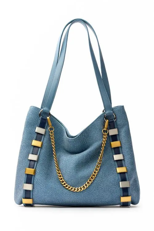 RAPT Links Leather Tote - Denim
