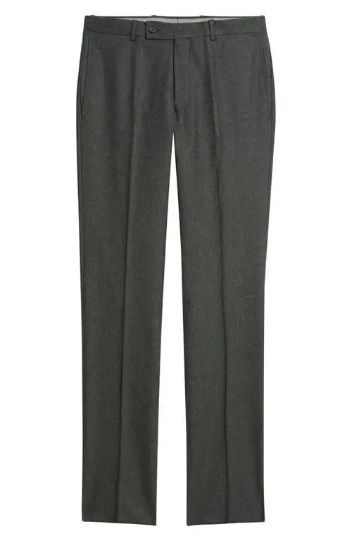 JACK VICTOR Patrick Flat Front Wool Blend Dress Pants - Olive