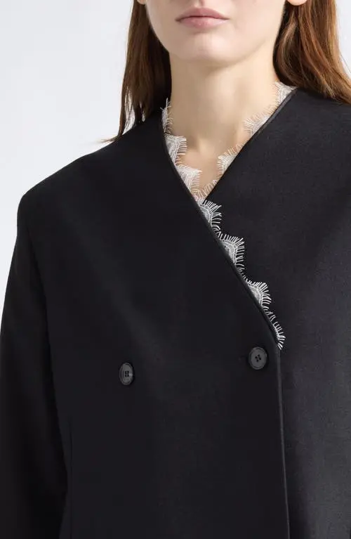 Loulou De Saison Leandra Lace Trim Stretch Wool & Cashmere Jacket