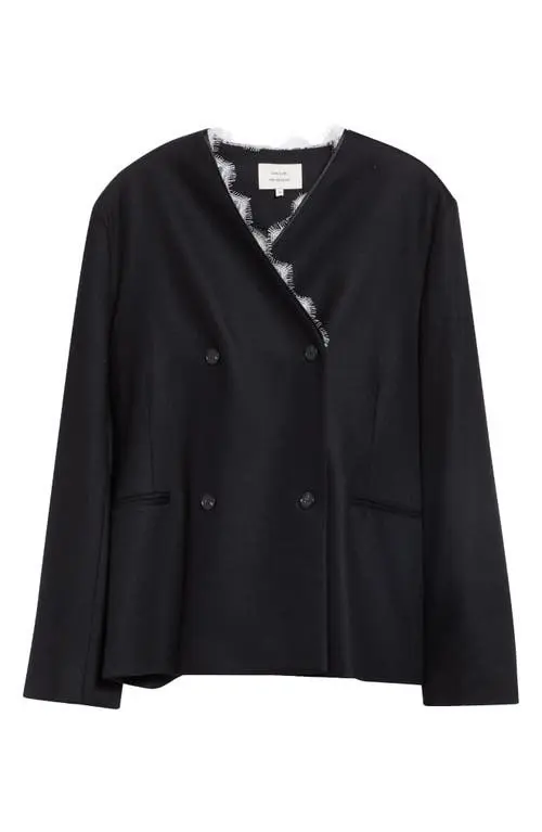 Loulou De Saison Leandra Lace Trim Stretch Wool & Cashmere Jacket
