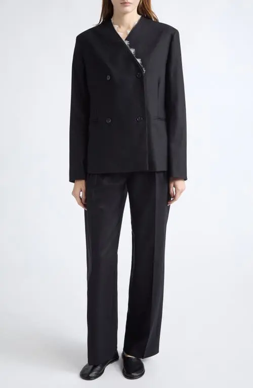 Loulou De Saison Leandra Lace Trim Stretch Wool & Cashmere Jacket