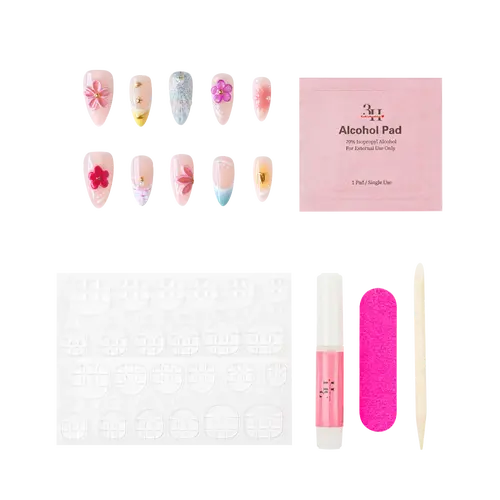 3H NAILS Miamimedium Almond Press-on Nails