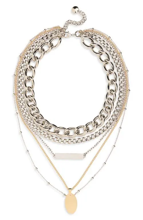 Rabanne Mixed Finish Layered Necklace - Silver/gold