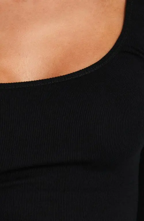 Princess Polly Baseline Square Neck Long Sleeve Rib Top