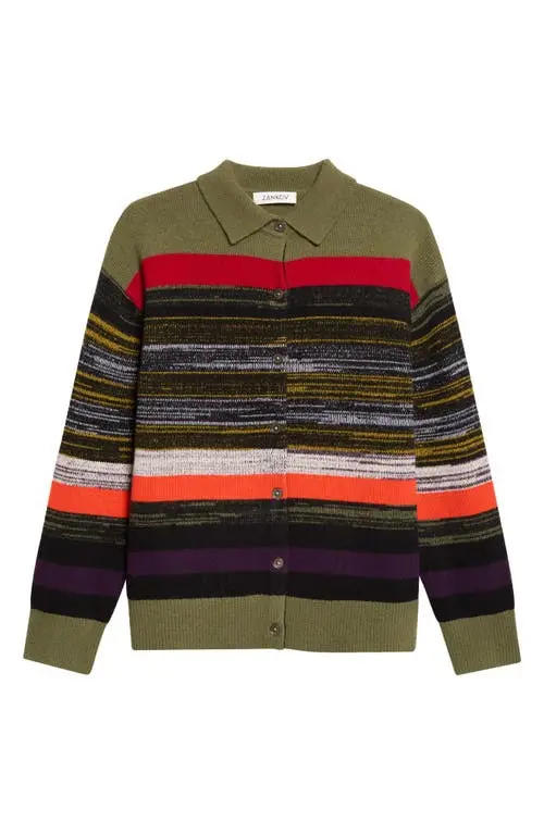ZANKOV Andrew Stripe Wool & Cashmere Cardigan