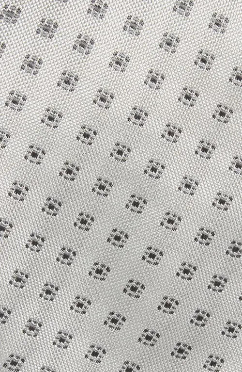 BOSS Silk Blend Geometric Tie - Medium Grey