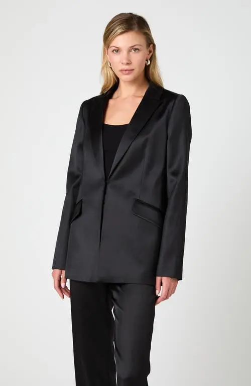 French Connection Maelys Oversized Stretch Satin Blazer - Black