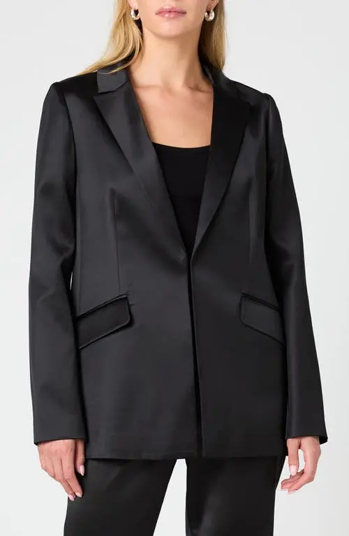 French Connection Maelys Oversized Stretch Satin Blazer - Black