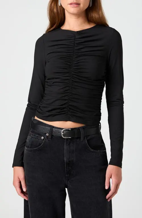 French Connection Shay Slinky Ruched Jersey Top - Black