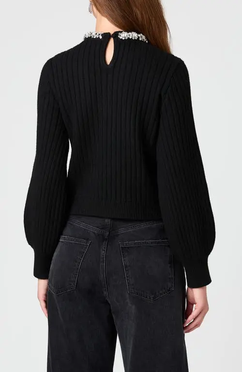 French Connection Avea Crystal Embellished Cable Knit Sweater