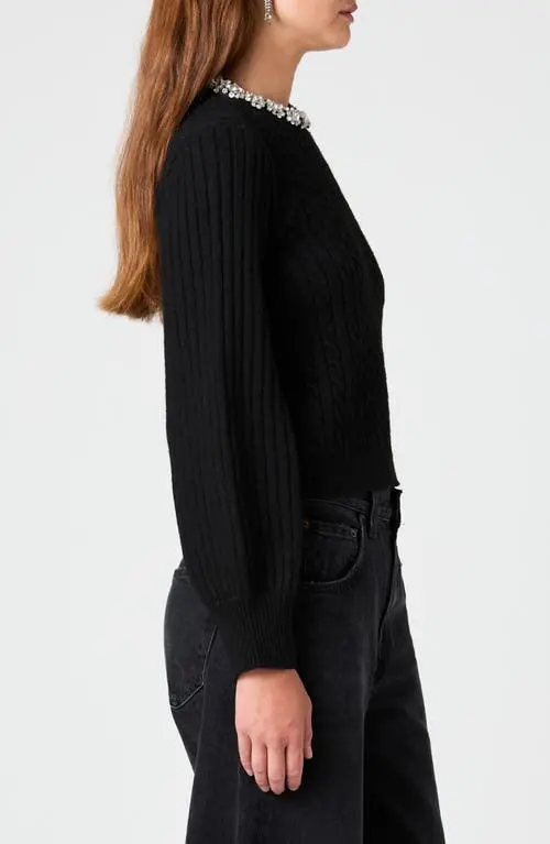 French Connection Avea Crystal Embellished Cable Knit Sweater
