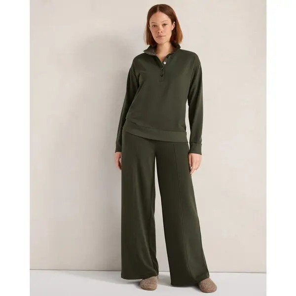 HAVEN WELL WITHIN Fleece Drawstring Wide Leg Pants - Forest