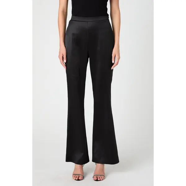 French Connection Maelys Stretch Satin Flare Trousers - Black