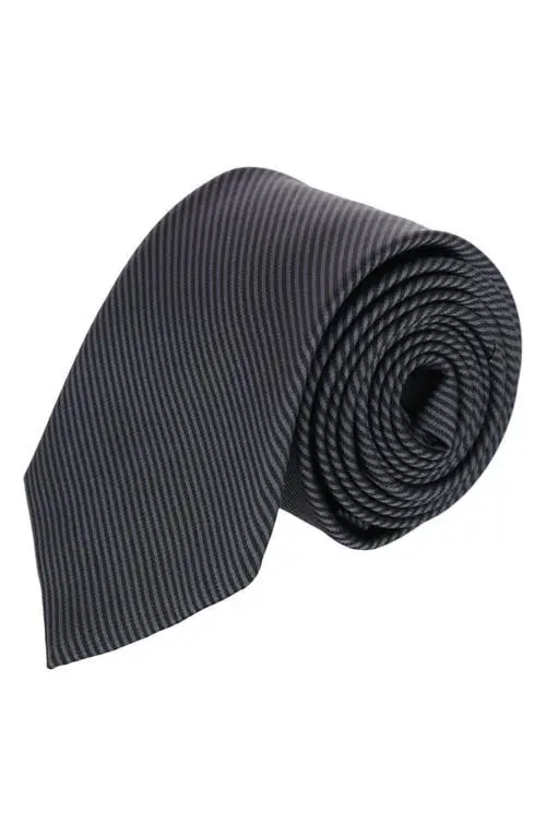 Trafalgar Leyton Diagonal Lined Tone On Tone Silk Necktie - Graphite