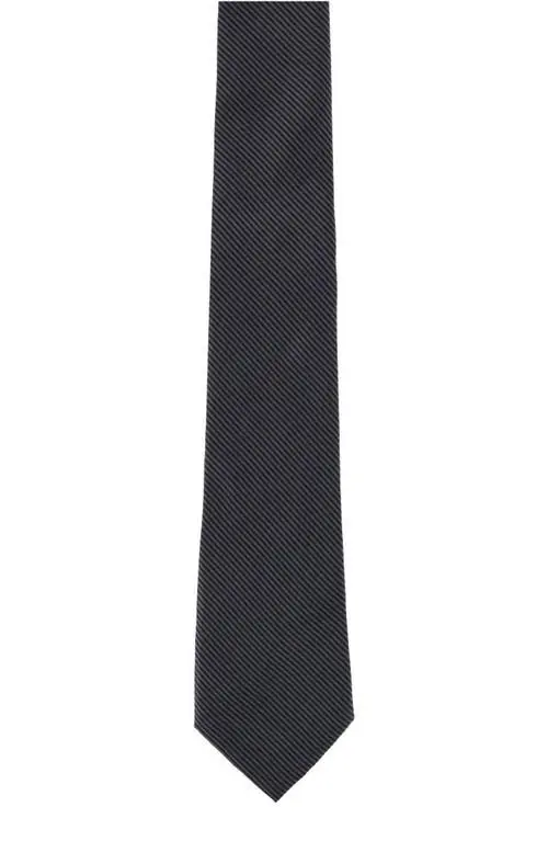 Trafalgar Leyton Diagonal Lined Tone On Tone Silk Necktie - Graphite