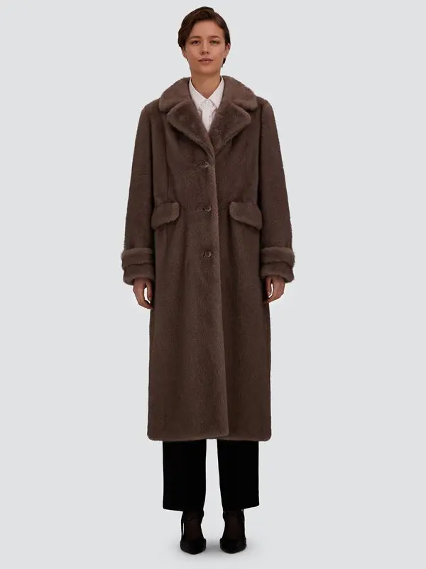 Herno Melange Alternative Mink Fur Coat