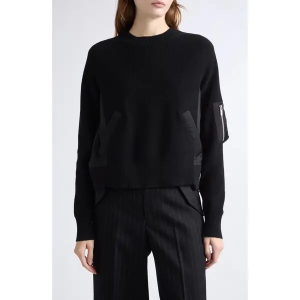 Sacai Mixed Media Sweater - Black