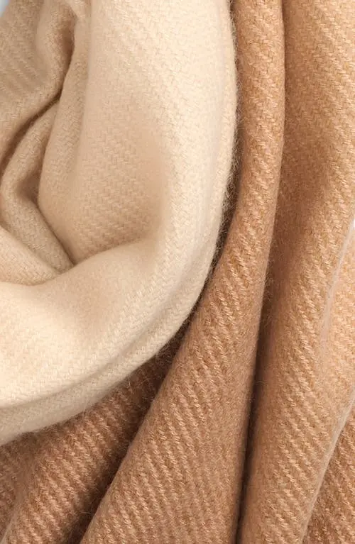 Fleurette Cashmere & Silk Ombré Scarf - Camel