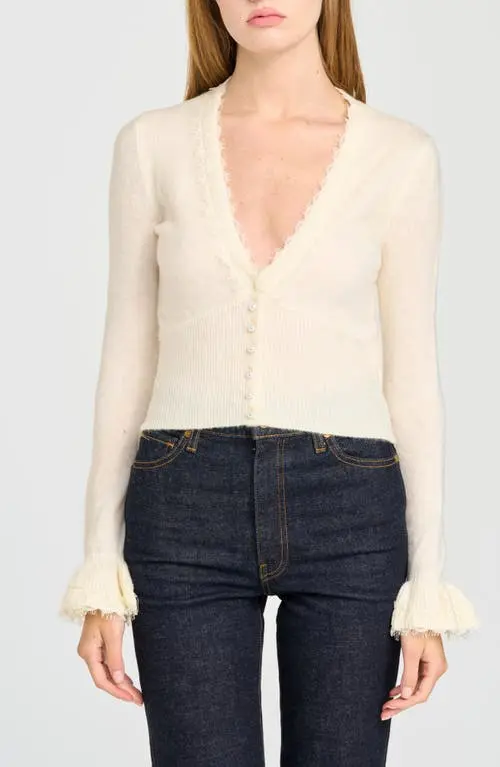 WAYF X Rose Lola Carolyn Lace Trim Cardigan - Ivory