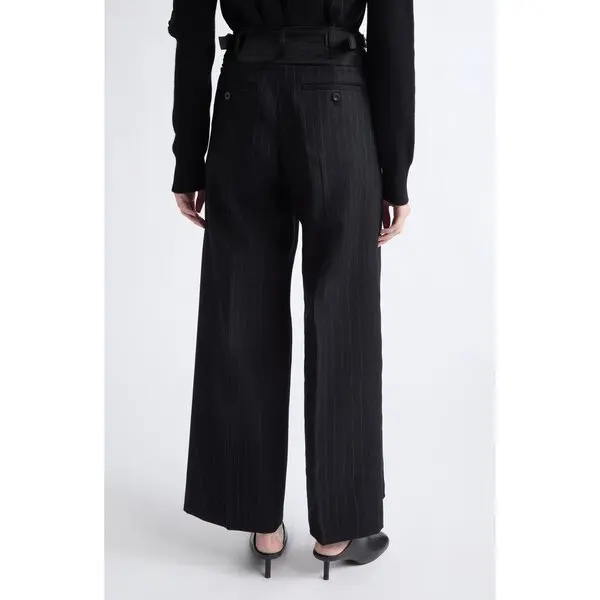 Sacai Chalk Stripe Mixed Media Trousers - Black