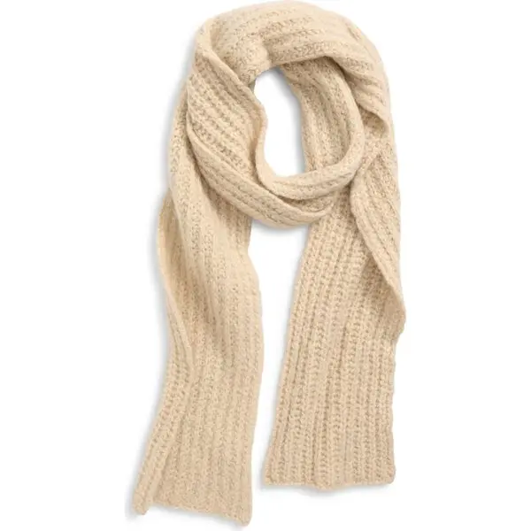 Fleurette Cashmere & Silk Chunky Ribbed Muffler Scarf - Biscotti