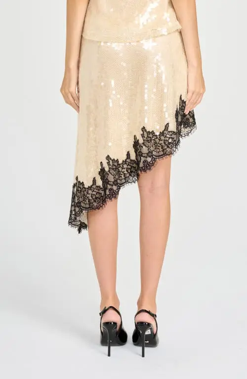 WAYF X Rose Lola Lucia Sequin & Lace Asymmetric Skirt