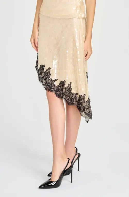 WAYF X Rose Lola Lucia Sequin & Lace Asymmetric Skirt