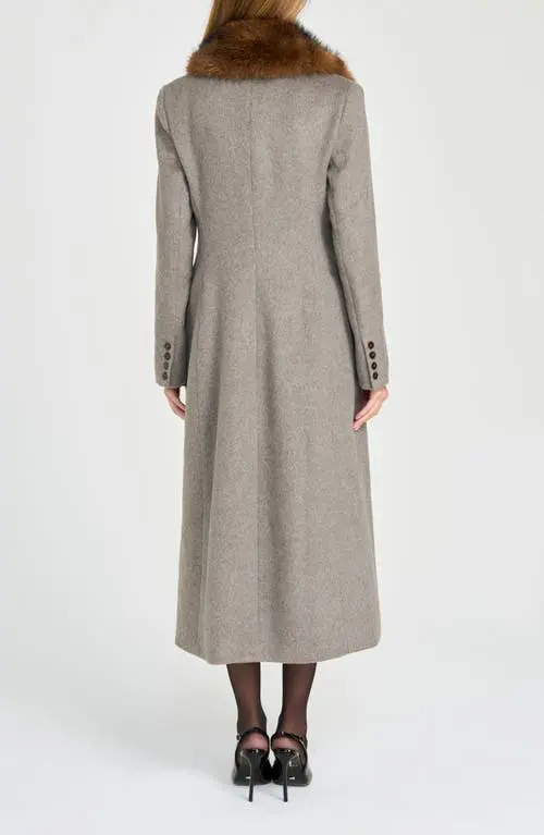 WAYF X Rose Lola Ludlow Faux Fur Collar Wool Blend Coat