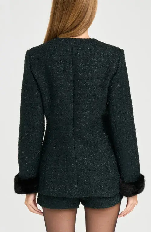 WAYF X Rose Lola Bouclé Jacket With Faux Fur Cuffs