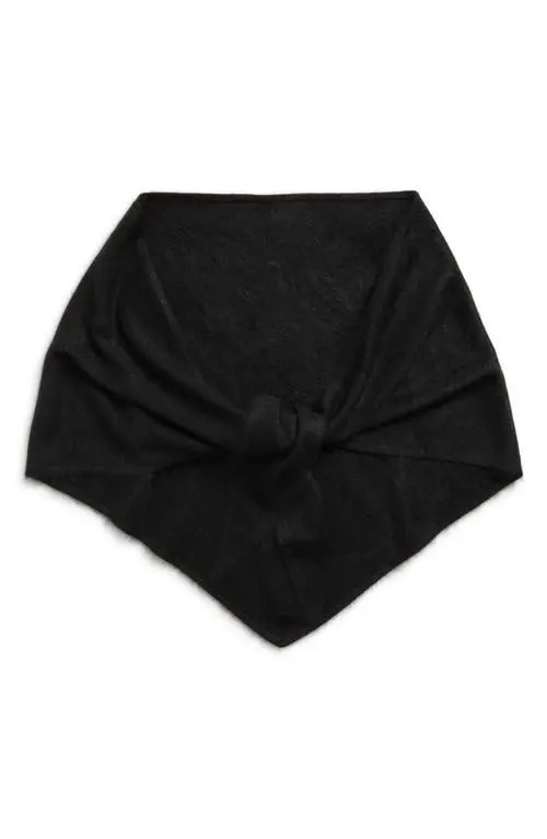 Fleurette Brushed Cashmere Triangle Wrap - Black