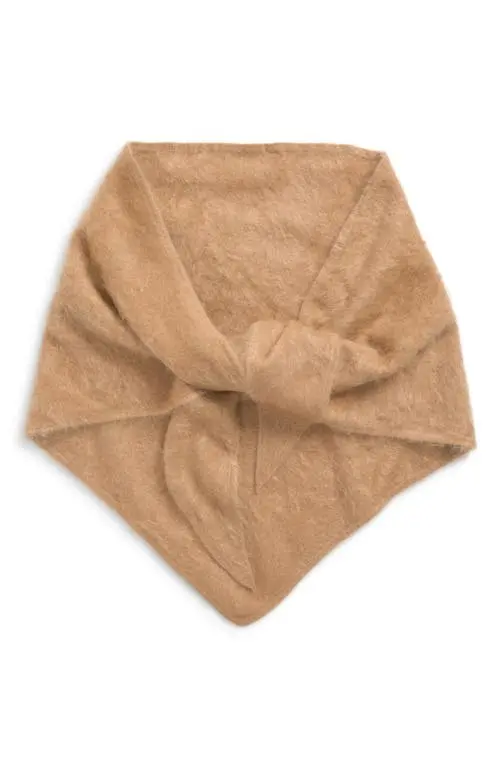 Fleurette Brushed Cashmere Triangle Wrap - Camel