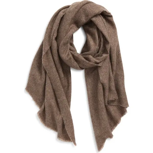 Fleurette Lofty Cashmere & Silk Wrap - Hazelnut