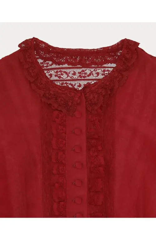 FORTELA Astrid Cotton Muslin Caftan - Cherry