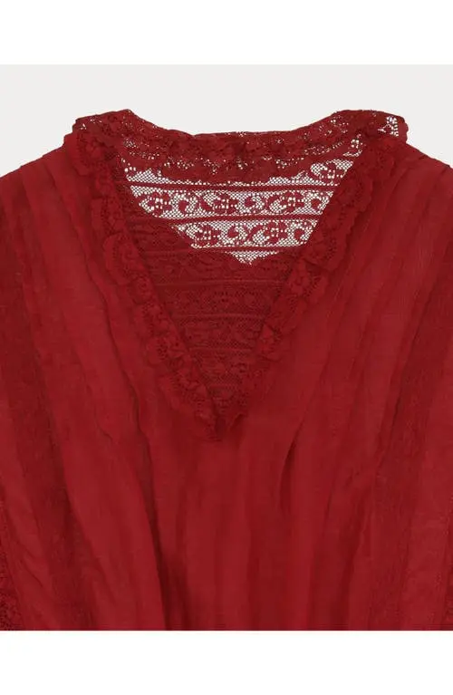 FORTELA Astrid Cotton Muslin Caftan - Cherry
