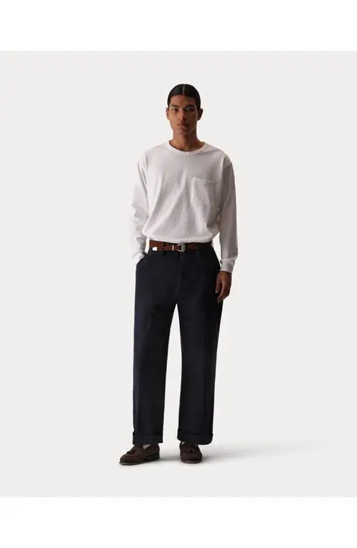 FORTELA Silver Herringbone Cotton Trousers - Blue